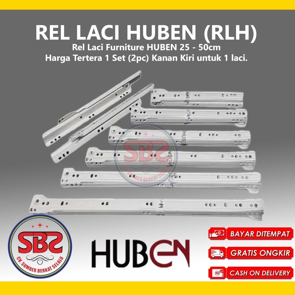 Huben HUBEN RLH Drawer Rail - HUBEN Furniture Drawer Rail 25 - 60cm 250 ...