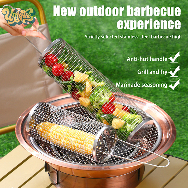 (Unique) Stainless Steel Barbecue Cages Grill Basket Camping Cookware ...