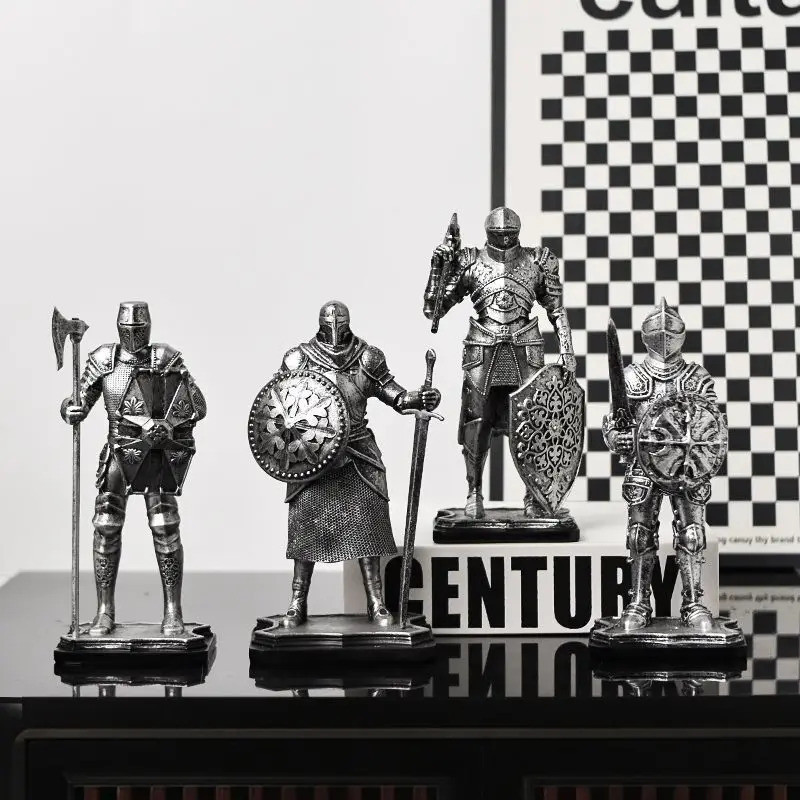 New Nordic Armored Knight Resin Statue Warrior Series Miniature Items ...