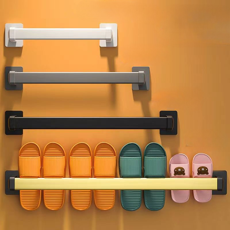 Bathroom Slippers Rack, Wall Mount Shoe Shelves, No Drill Slippers Shoe ...