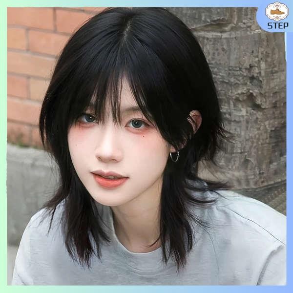 Wig male short hair wolf tail mullet head male samurai head middle ...
