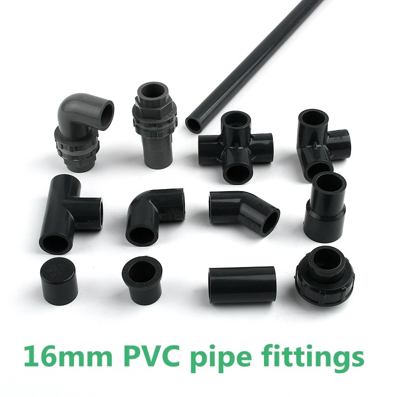 1pc 16mm Grey PVC Pipe Fittings Straight Elbow Tee Connectors Fish Tank ...