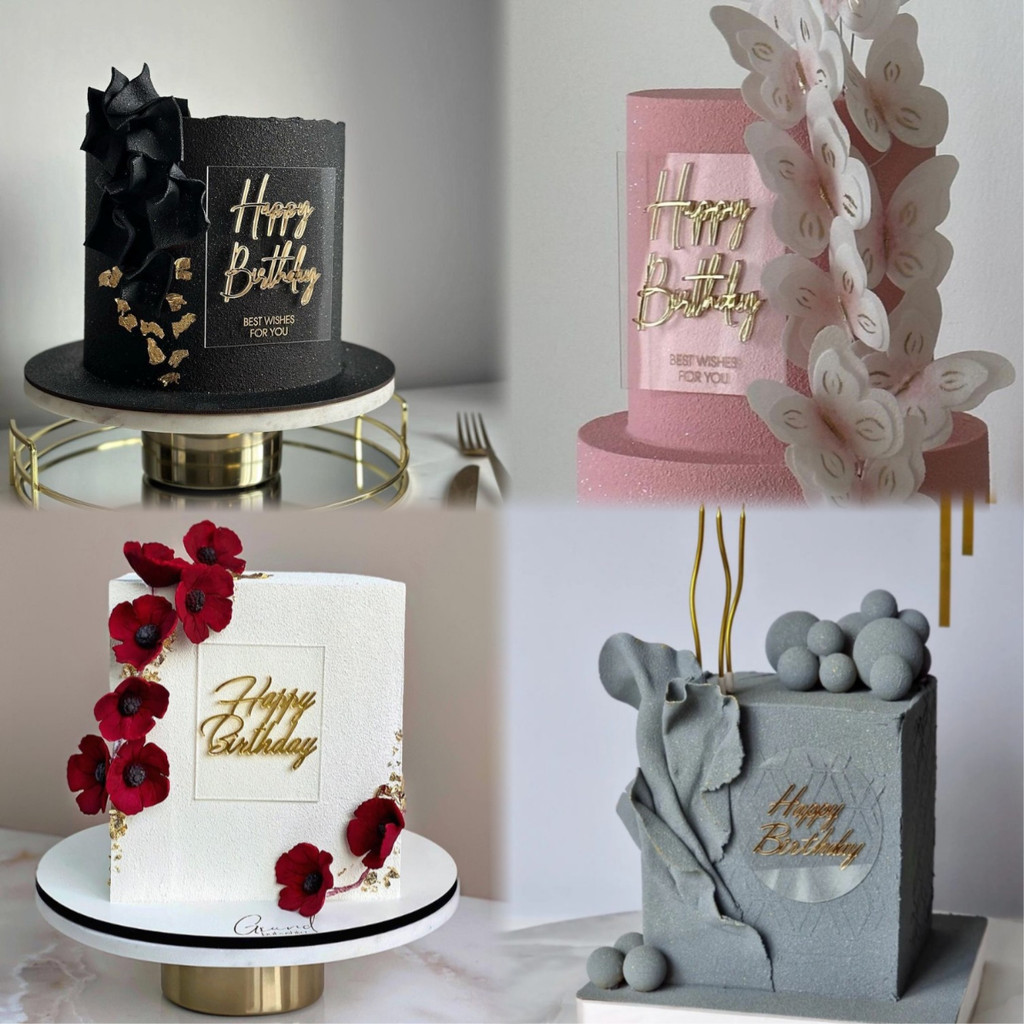 Rectangular Transparent Double-Layer Happy Birthday Cake Decoration ...