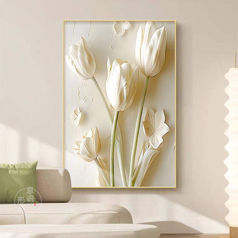 (With Frame) Nordic SImple Flowers White Tulip Rose Sunflowers Daisy ...