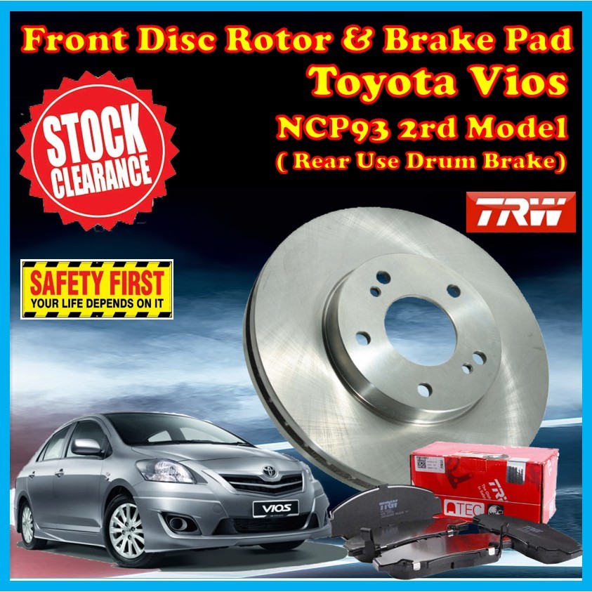 TRW Toyota Vios NCP93 J Spec Brake Front Disc Rotor & Brake Pad ...