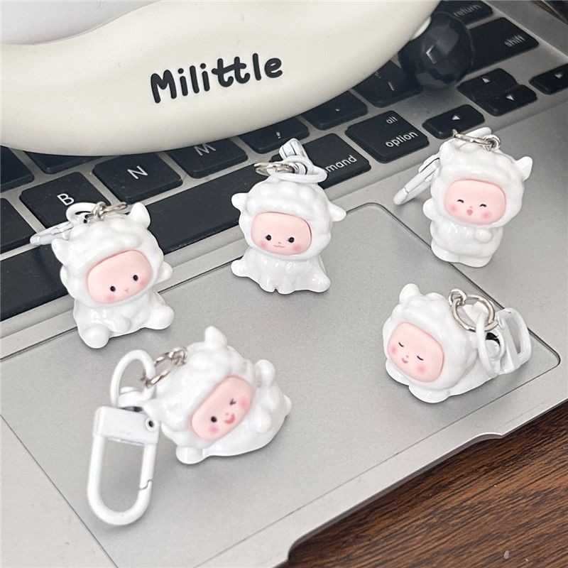 Keychain Cute Three-dimensional Lamb Keychain Cartoon Student Bag ...