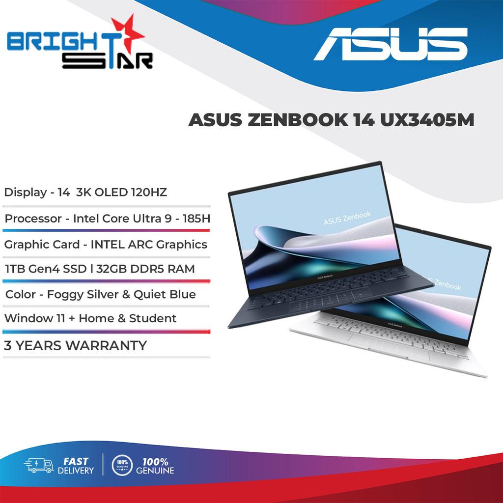 ASUS Zenbook 14 UX3405M (APZ345WS/APZ346WS) U9-185H/32GB DDR5/1TB NVME ...