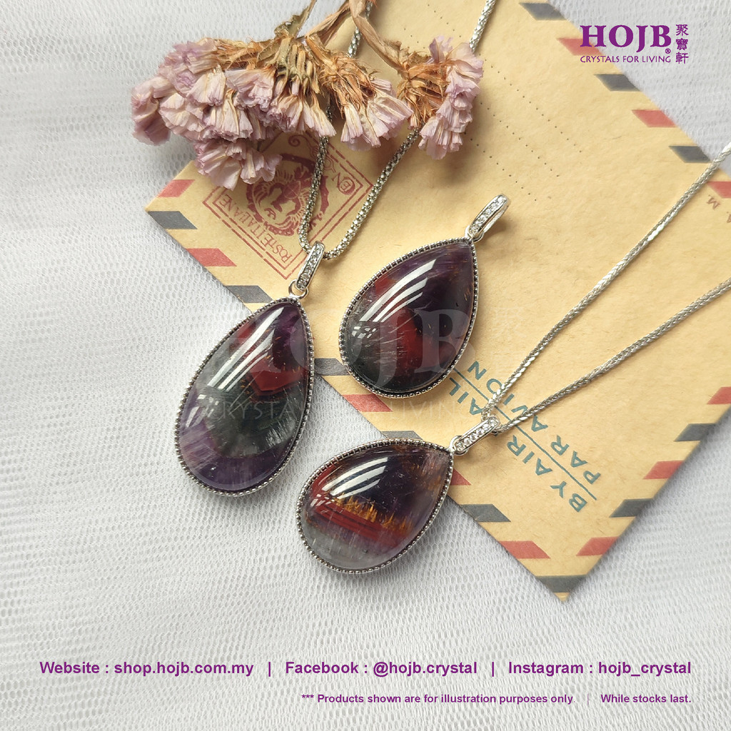 HOJB Top Grade Canadian Auralite-23 Crystal 6A Pear S925 Pendant 27-33mm 聚寶軒顶级加拿大极光23水晶6A梨形S925银 ...