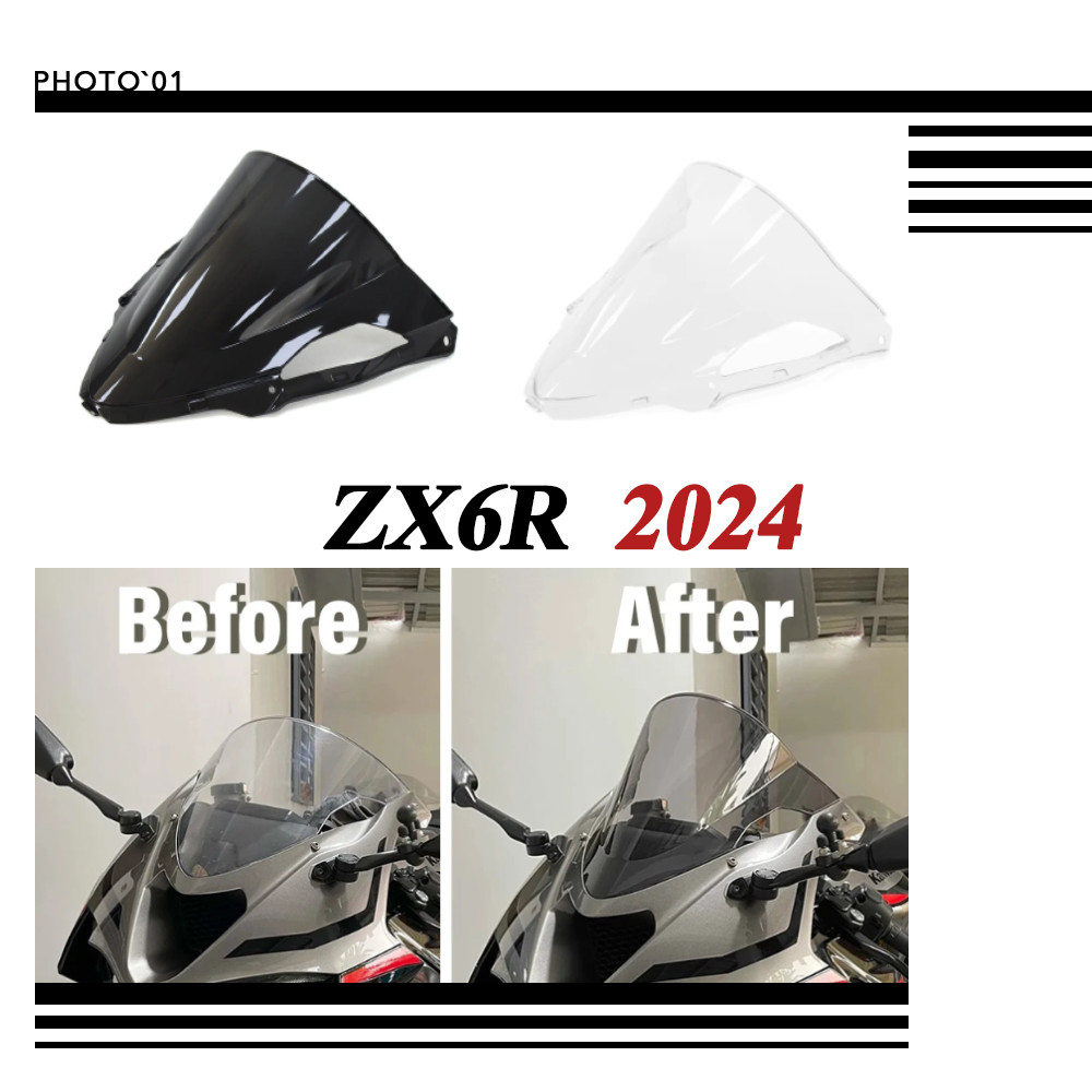 PSLER For KAWASAKI ZX6R ZX 6R Windshield Visor Windscreen Wind Shield ...