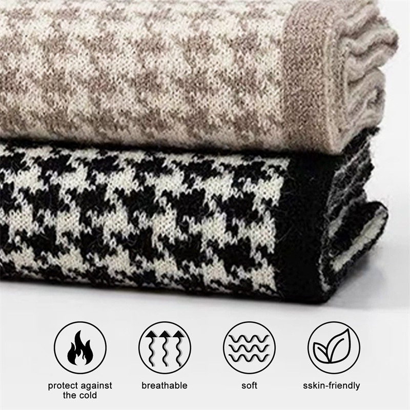 Scarf Female Winter Korean Version Shawl Grid Deer Plush Two-Sided Keep ...