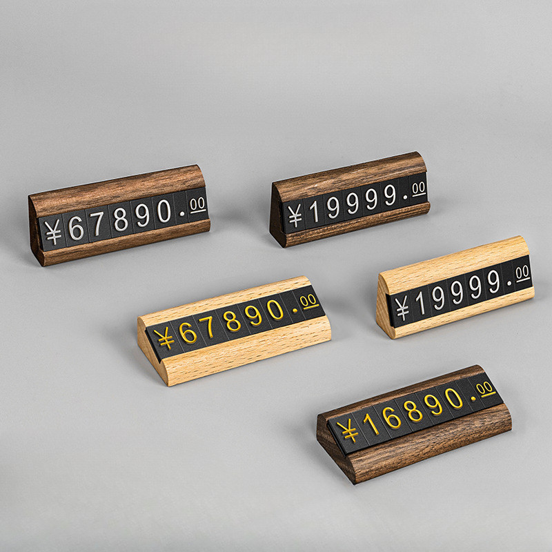 Solid Wood Price Display Card Digital Grain Tag Walnut Creative Sign ...
