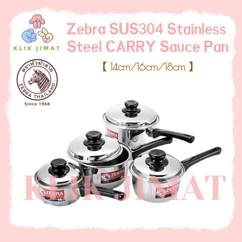 READY STOCK!!!Zebra SUS304 Stainless Steel CARRY Sauce Pan [14cm, 16cm ...