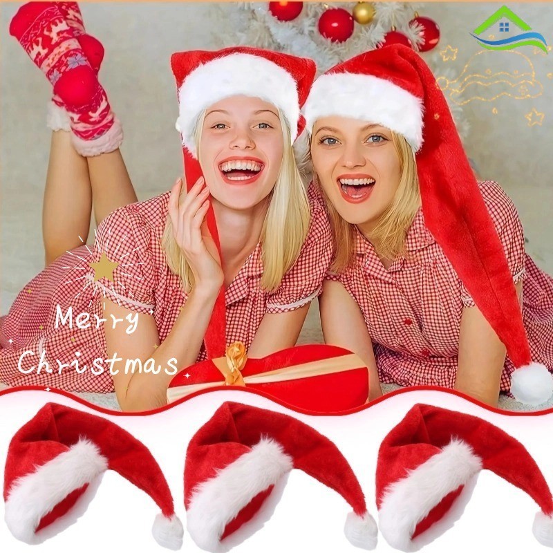 Fashionable Cute Extra Long Plush Christmas Hat- Classic Versatile Red ...