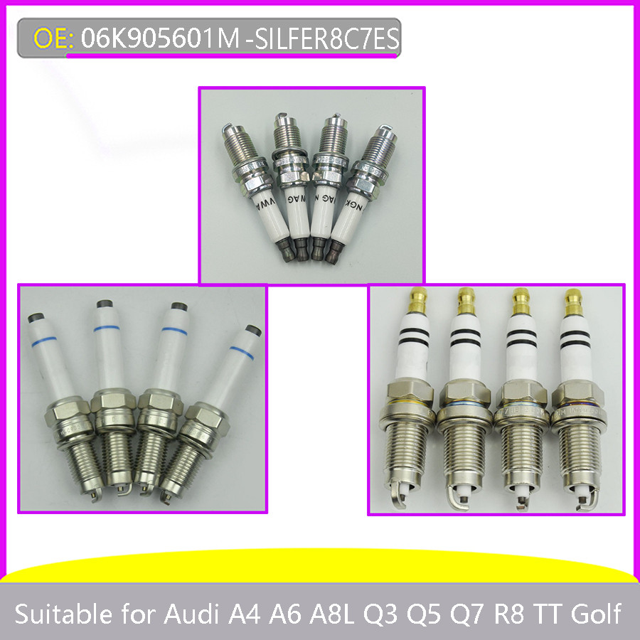 Suitable for Audi A4 A6 A8L Q3 Q5 Q7 Golf 06K905601M Magotan SILFER8C7ES Iridium Gold spark plug ...