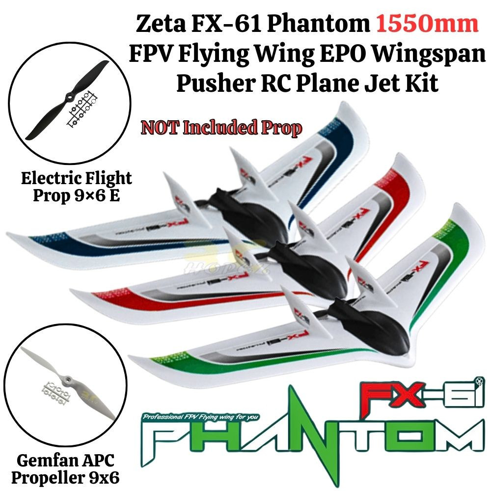 Pusher RC Plane Jet Kit Zeta FX-61 Phantom 1550mm FPV Flying Wing EPO ...