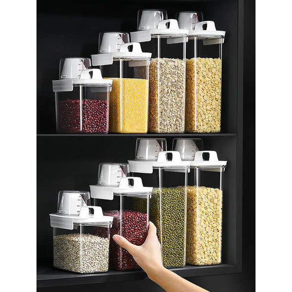 spice container bekas rempah Tong kedap udara, biji-bijian, kotak ...