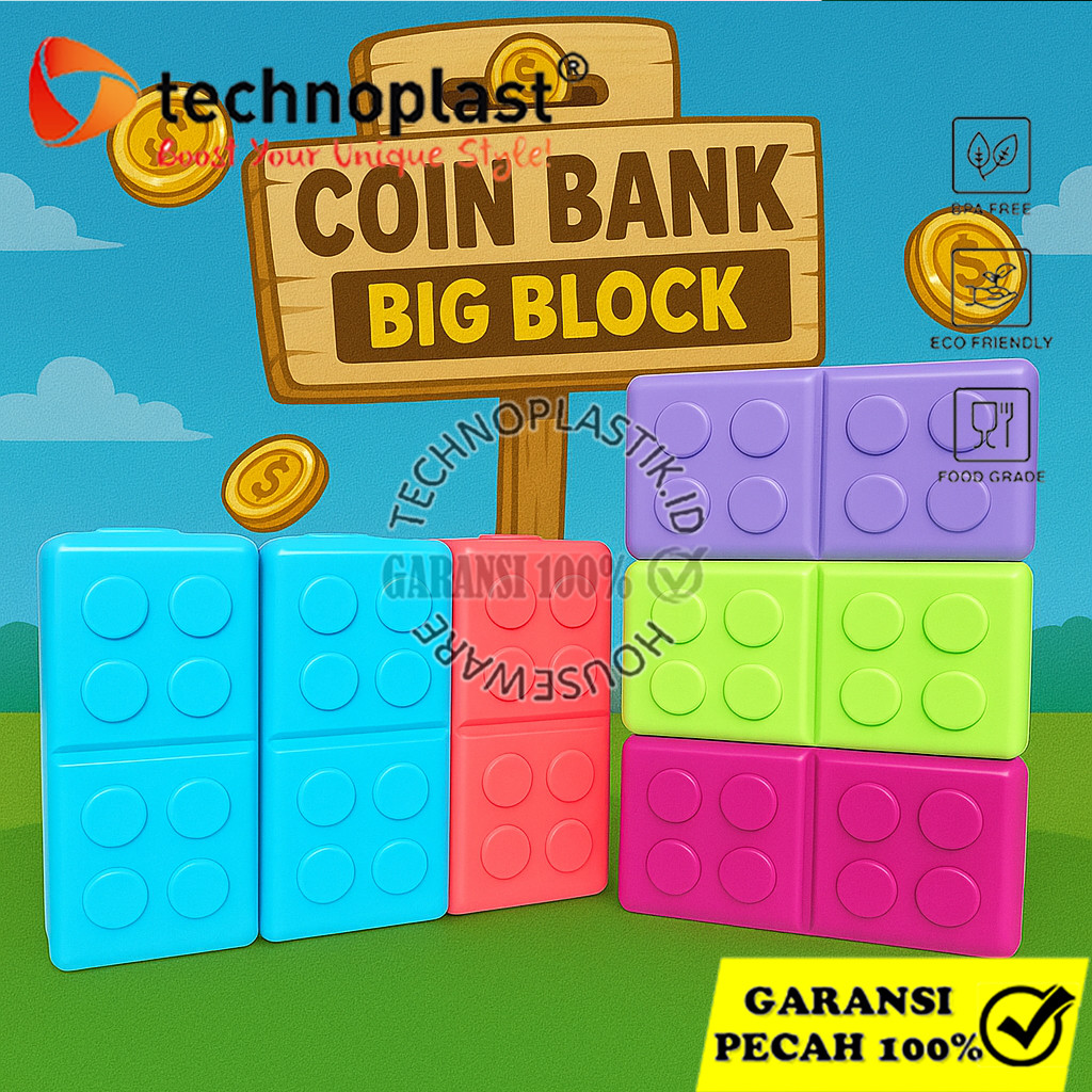 TECHNOPLAST Coin Bank Big Block | Lego Plastic Piggy Bank 2 Variants ...