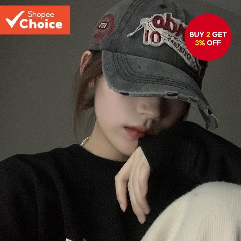 American Retro Distressed Baseball Cap Washing Denim Ripped Hat Men ...