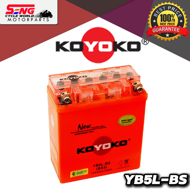 KOYOKO NANOGEL BATTERY YB5L-BS YAMAHA LC135 V1 125ZR HONDA BEAT EX5 ...