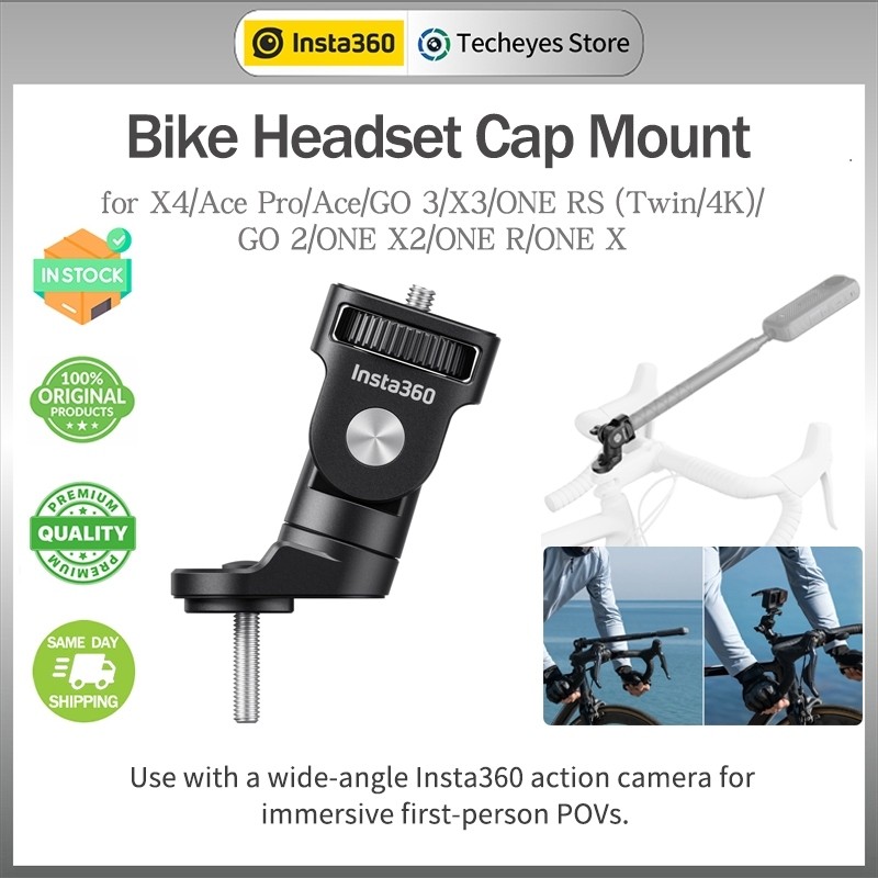 Insta360 Bike Headset Cap Mount for X4/Ace Pro/Ace/GO 3/X3/ONE RS Twin ...