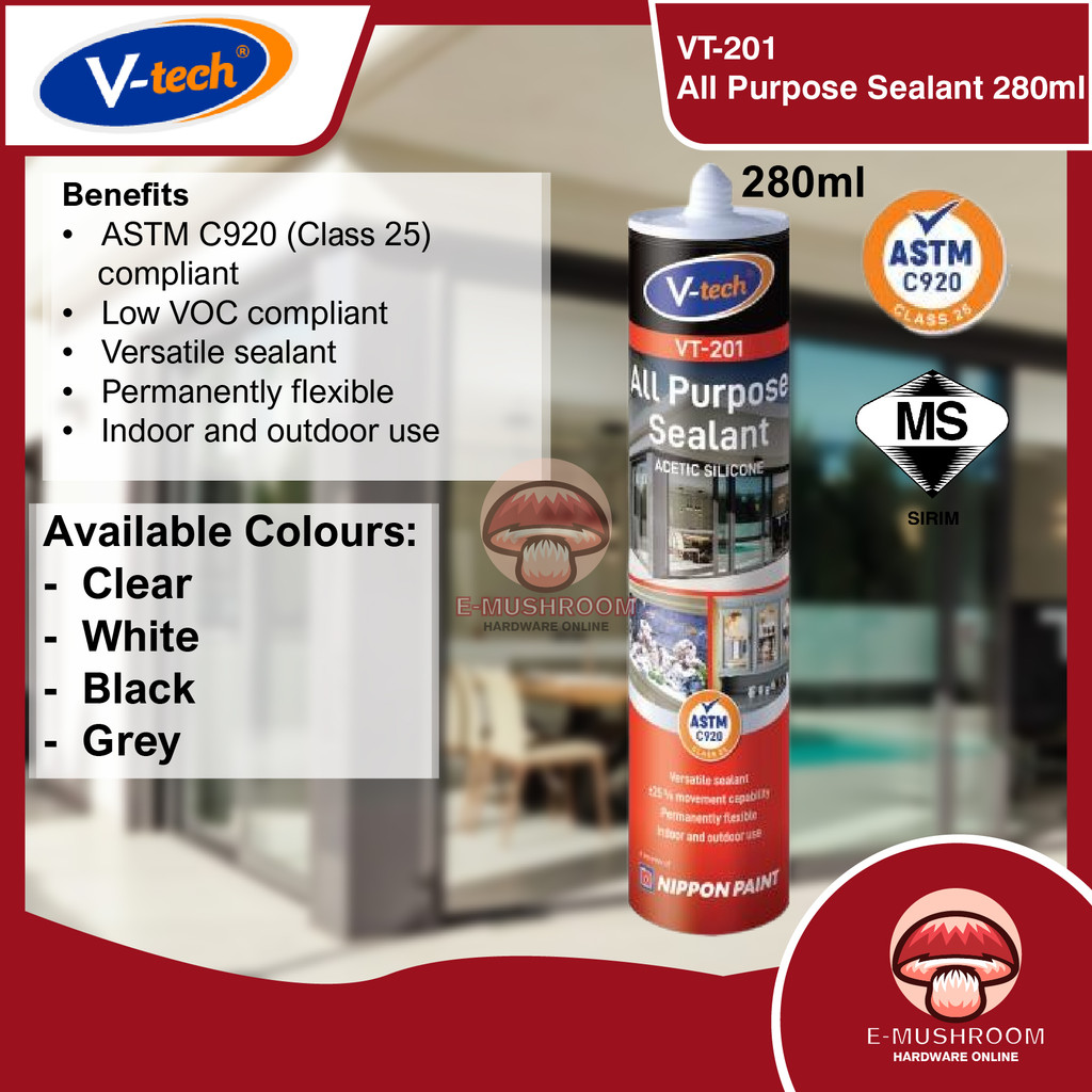 V-tech VT-201 All Purpose Sealant Silicone 280ml | Shopee Malaysia
