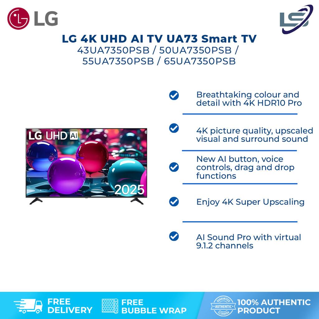 LG 65" 4K UHD AI Smart TV with Magic Remote 65UA7350PSB UA73 LED ...
