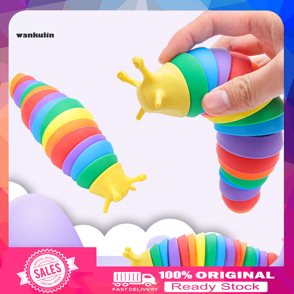 Fidget Slug Toy Colorful Cute 3D Articulated Stim Toy Wrist Strength ...