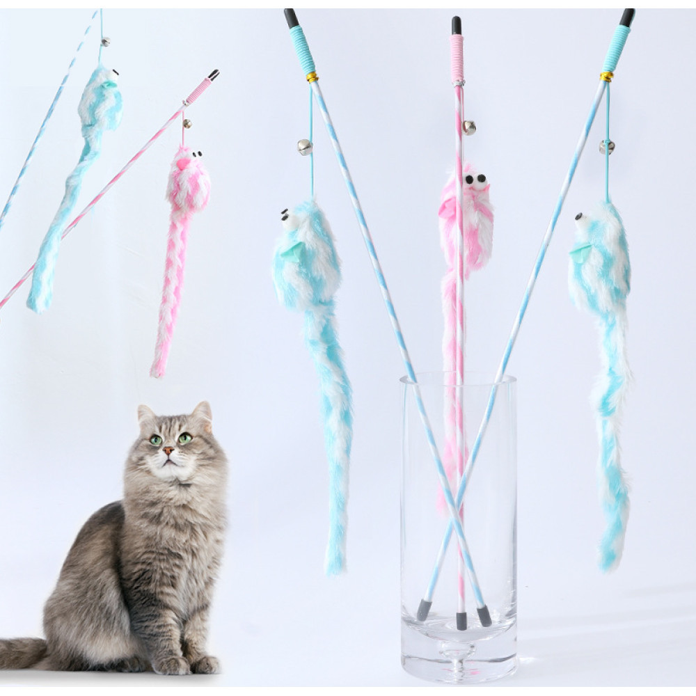 Cat Teaser Plush Mouse Toy Long Tail Plush Mouse Cat Teaser Cat Toy ...