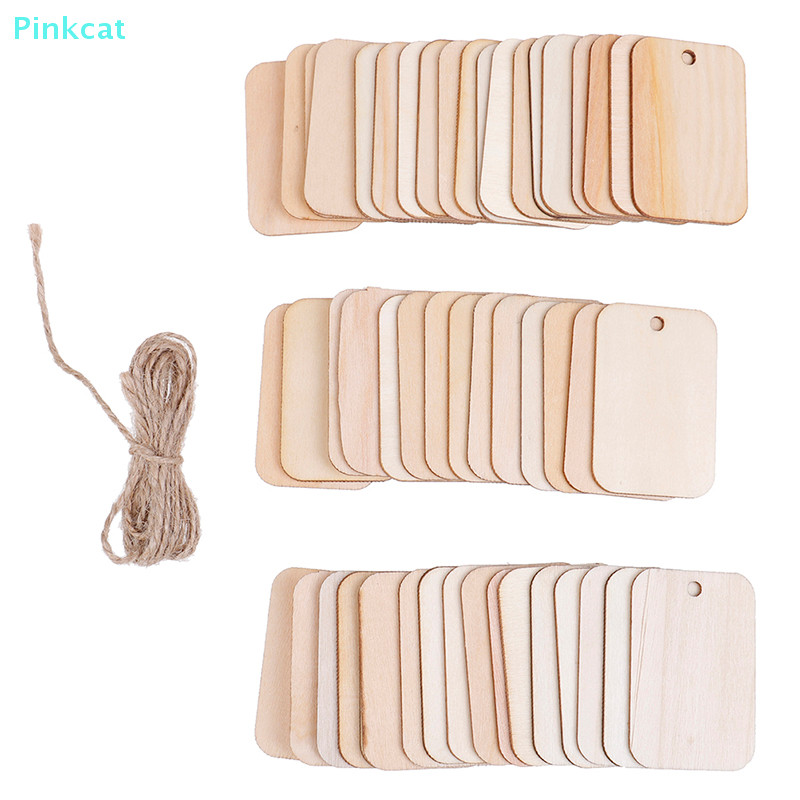 Pinkcat 50pcs Ornament Wood Planks Tags Hanging Labels Sheet DIY ...