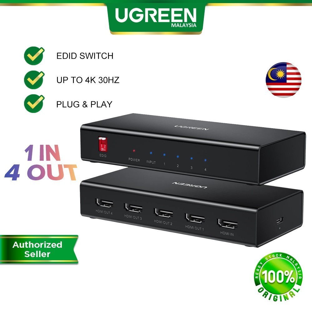 UGREEN HDMI SPLITTER 1 IN 4 OUT HDMI 2.0 18 Gbps Mirror Screen Support ...