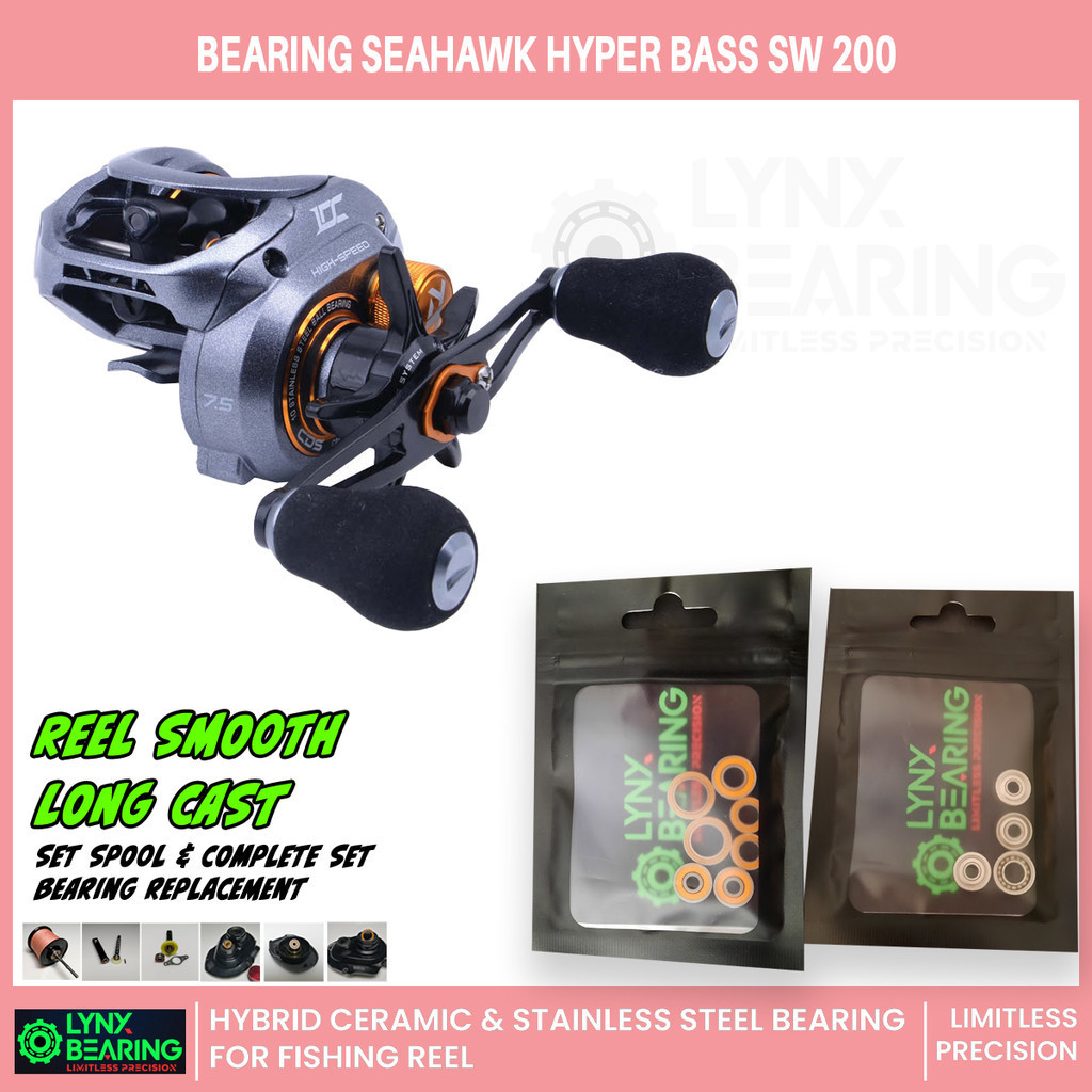 Lynx Bearing Seahawk Hyper Bass SW 200 ceramic stainless steel fishing ...