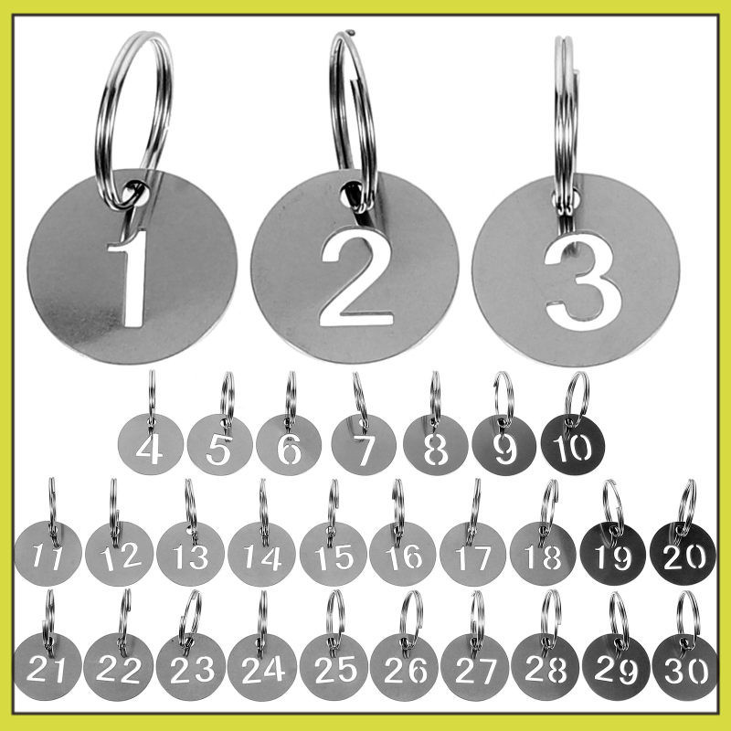 Stainless Steel Number Plate Chains Key Labels Pool Tags Hanging Round ...