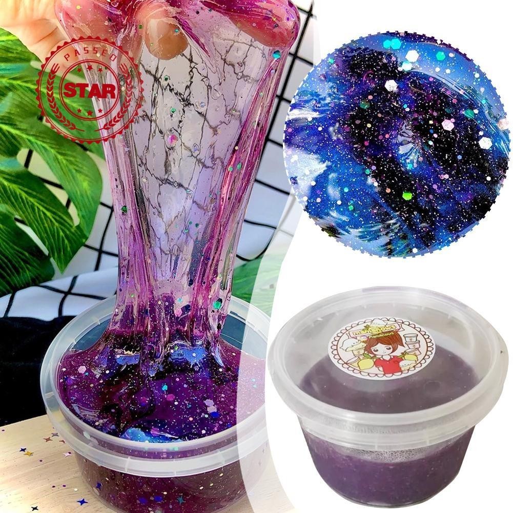 Slime Starry Sky Crystal Mud Set With Bubble Gel, Smooth And Non Sticky ...