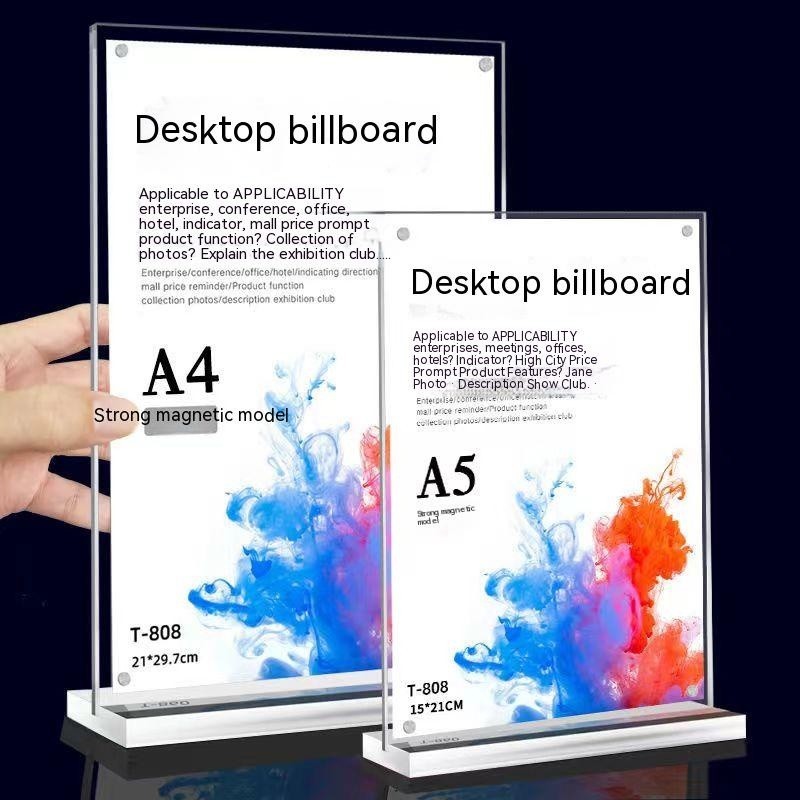 Acrylic Menu Display Stand Double Side Clear Desk Display T-type Menu ...