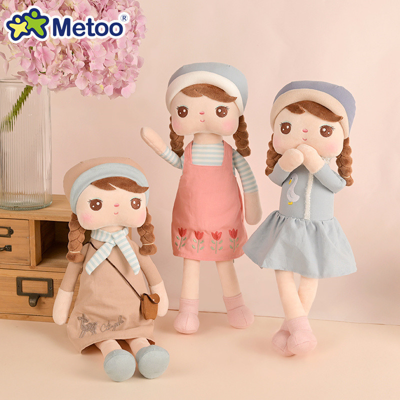 Metoo Retro Morandi Braid Dress Girl Plush Doll, Cute Princess Soft ...