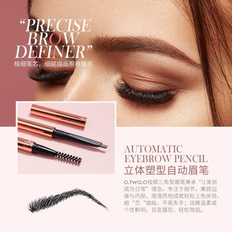 O. TWO-O Double Headed Ultra Fine Triangle Eyebrow Pen with Automatic ...