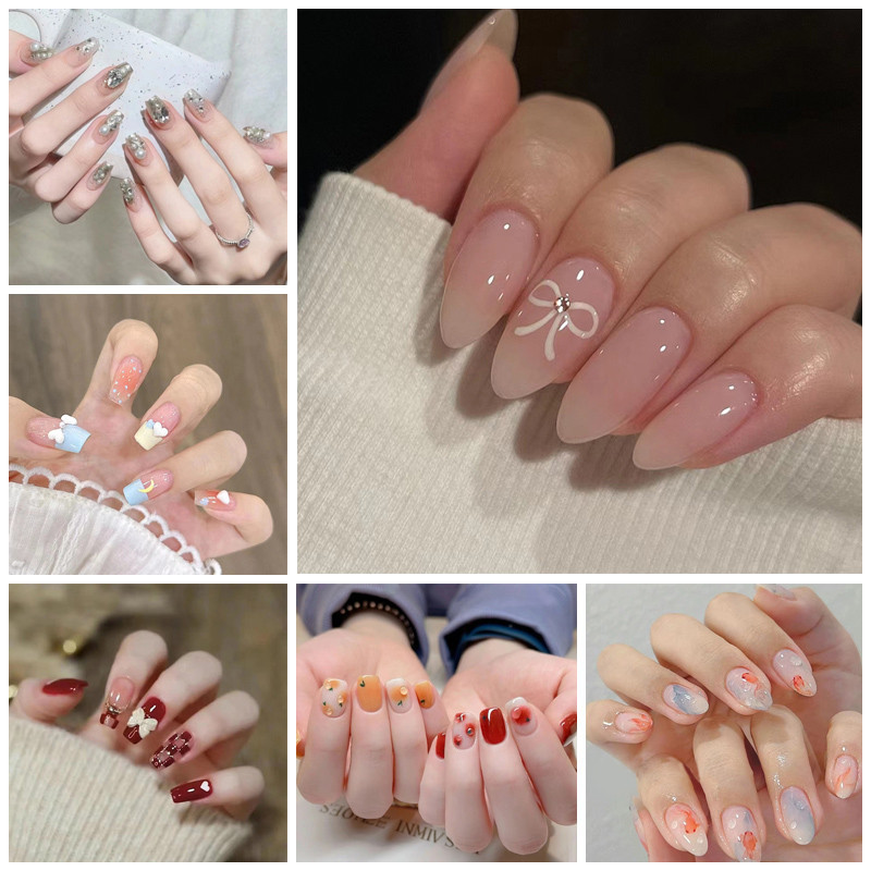 Z636-Z1007 New Fashion Beautiful 3D Rhinestone Decoration Fake Nails 24 ...