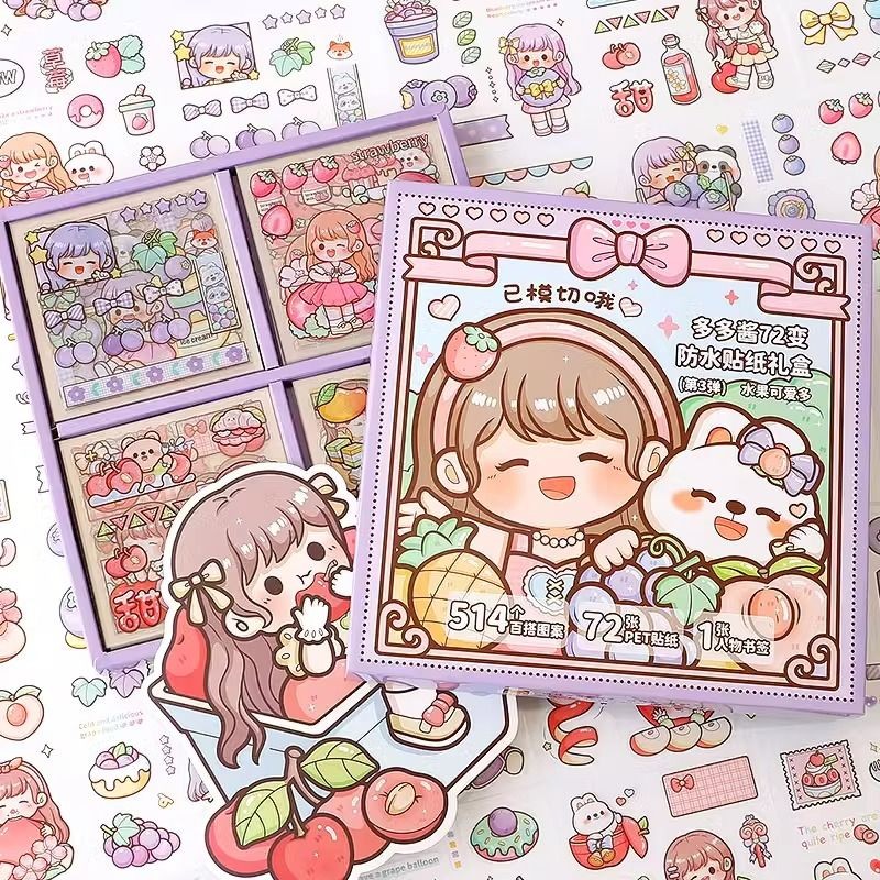 100 handbook sticker set cute cartoon girl charact 100 Pieces handbook ...