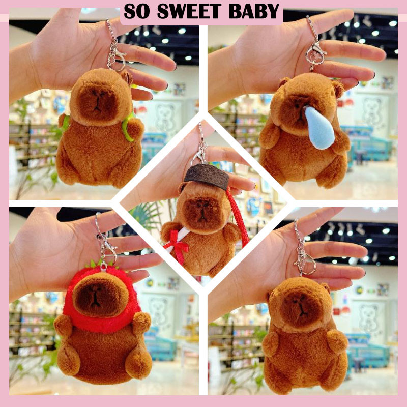 Capybara Keychain Plush Pendant Key Chain Bag Stuffed Animals Doll ...
