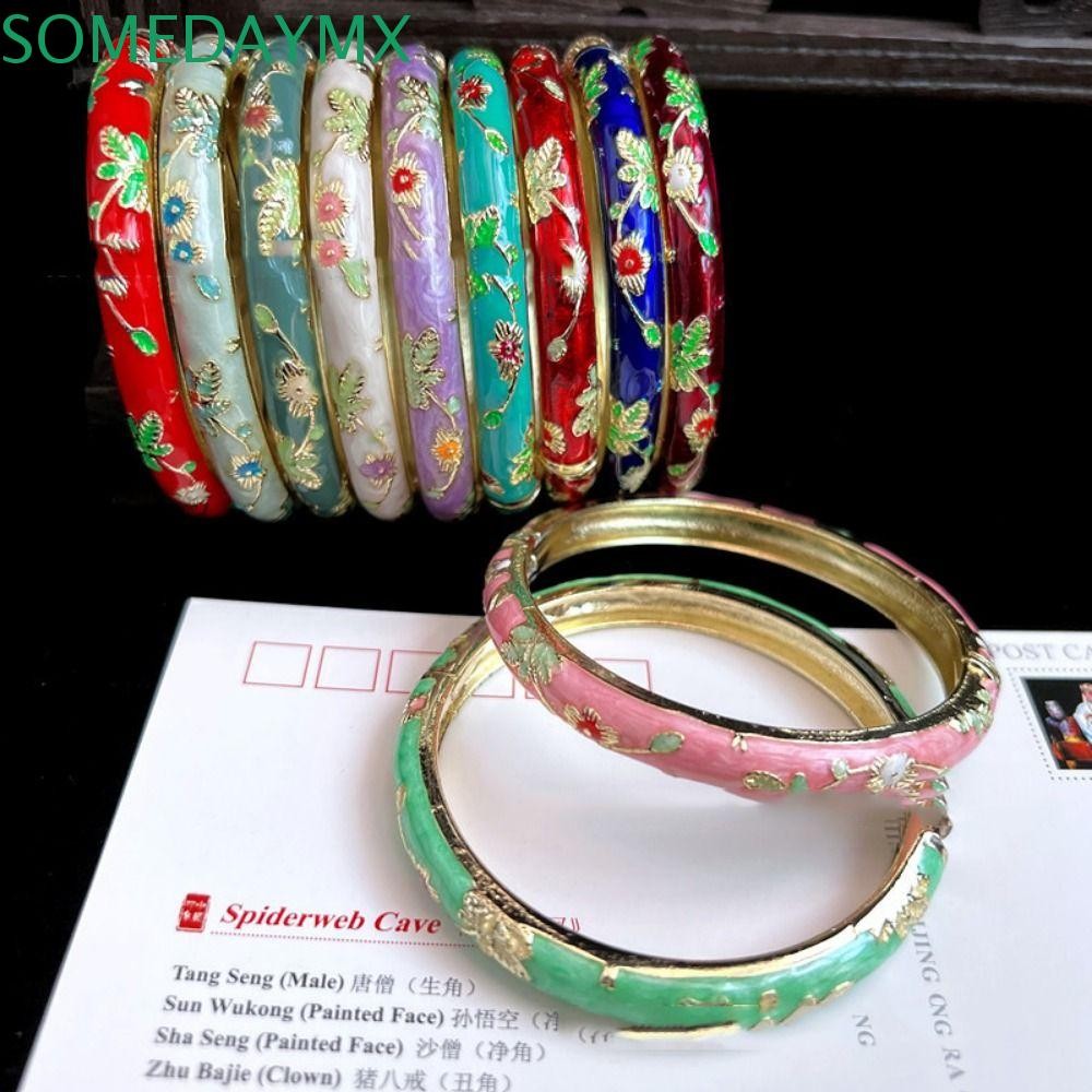 SOMEDAYMX Peony Filigree Flower Bangle, Double Bangle Chinese Chinese ...