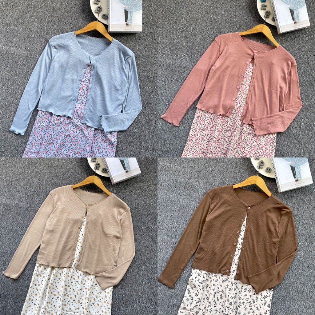 RIB KNIT CARDI SET + KOREAN STYLE FLORAL MOTIF OVERALL DRESS / RECENT ...