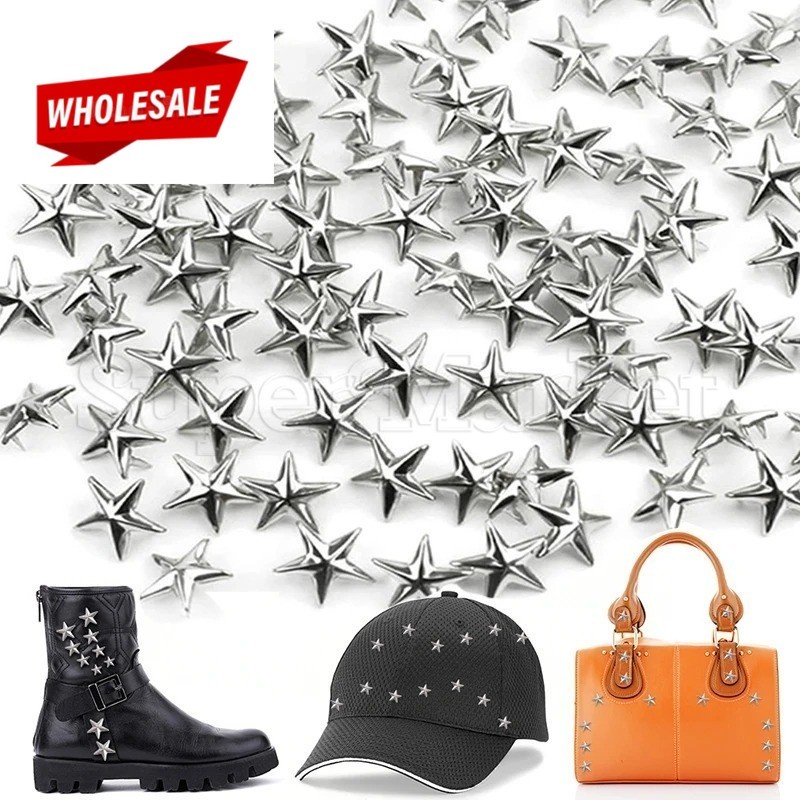 (BC) Five Pointed Star Rivet - Clinch Bolt - Metal Studs - DIY , Silver ...