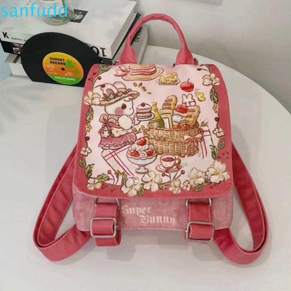 SANFUDD Puppy Party Backpack, Y2K Canvas Cartoon Backpack, Lovely Cat ...
