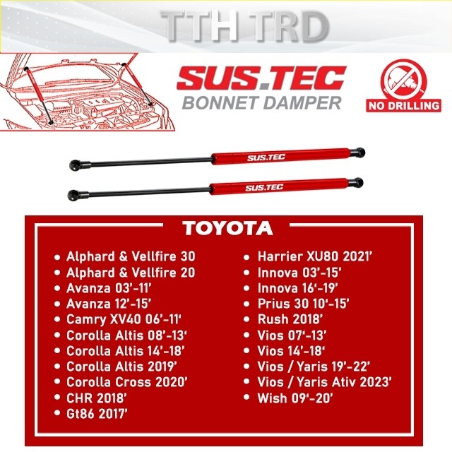 Toyota Car Model Sustec Front Hood /Bonnet Damper Bonnet Gas Lifter ...