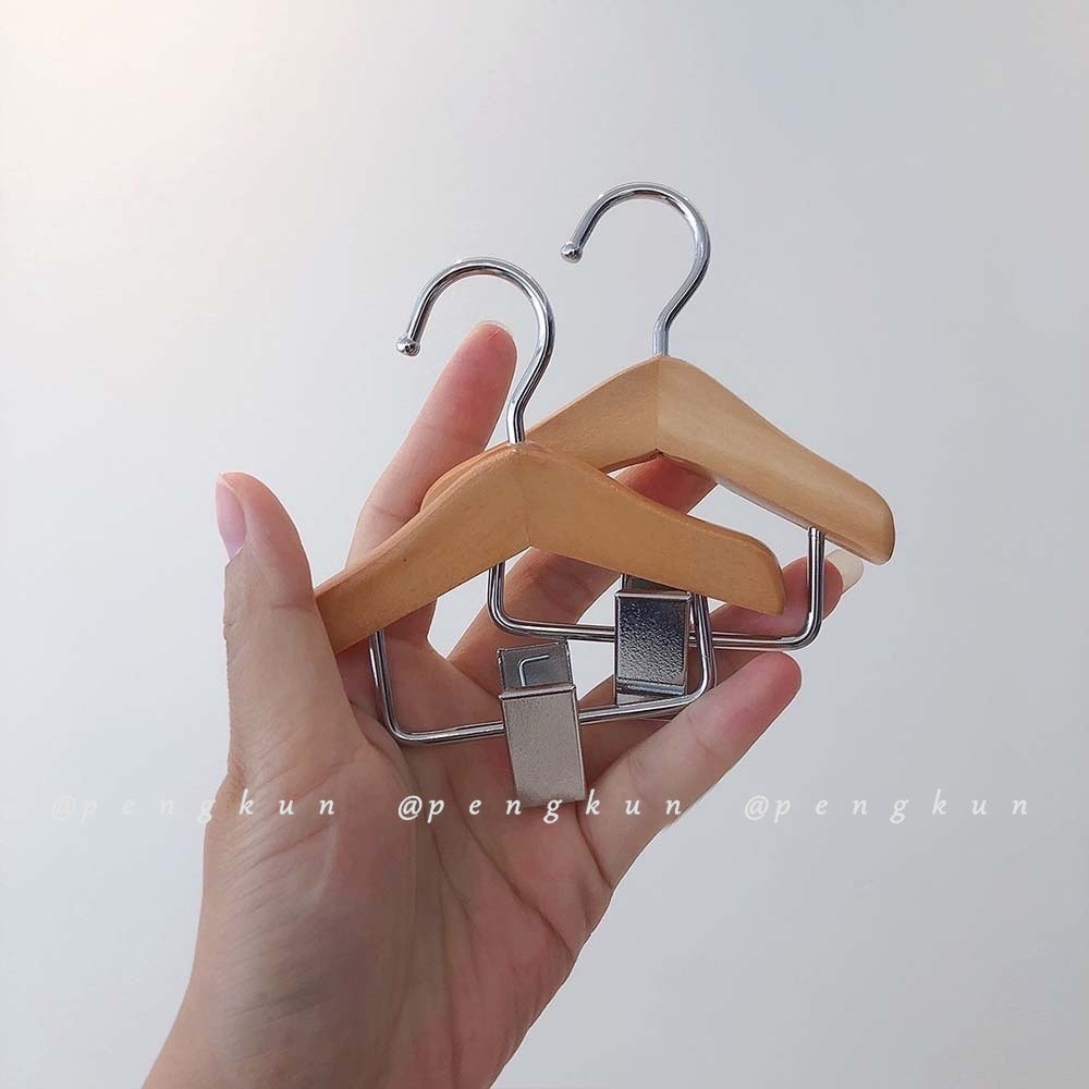 Solid Wood Mini Hanger labubu Doll Hanger Bag Hook Wardrobe Organizer ...
