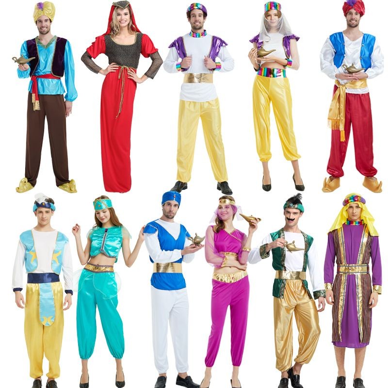 Halloween cos Aladdin Magic Lamp Adult Male Female Arabic Costume ...