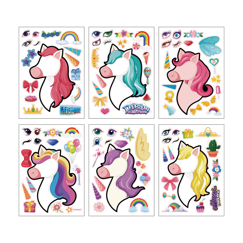 Unicorn DIY Stickers Children Cartoon Stickers Adhesive Stickers ...