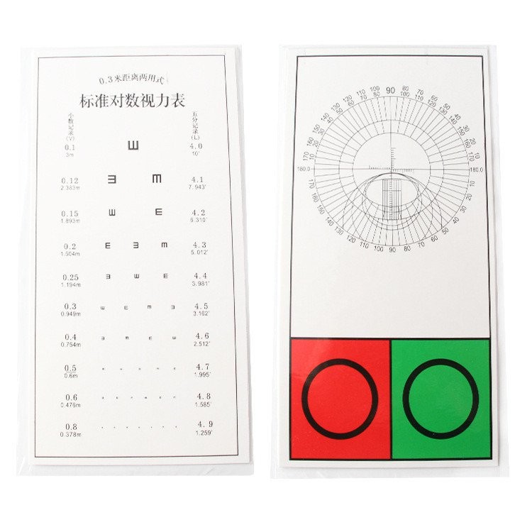 Visual Chart Standard near Use Eye Chart Laminate Double-Sided Visual ...