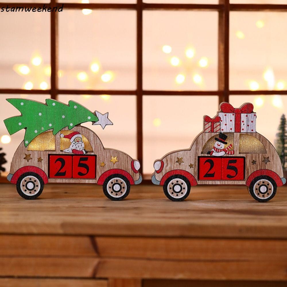 STAMWEEKEND Christmas Advent Calendar, Wooden Car Shape Santa Calendar ...
