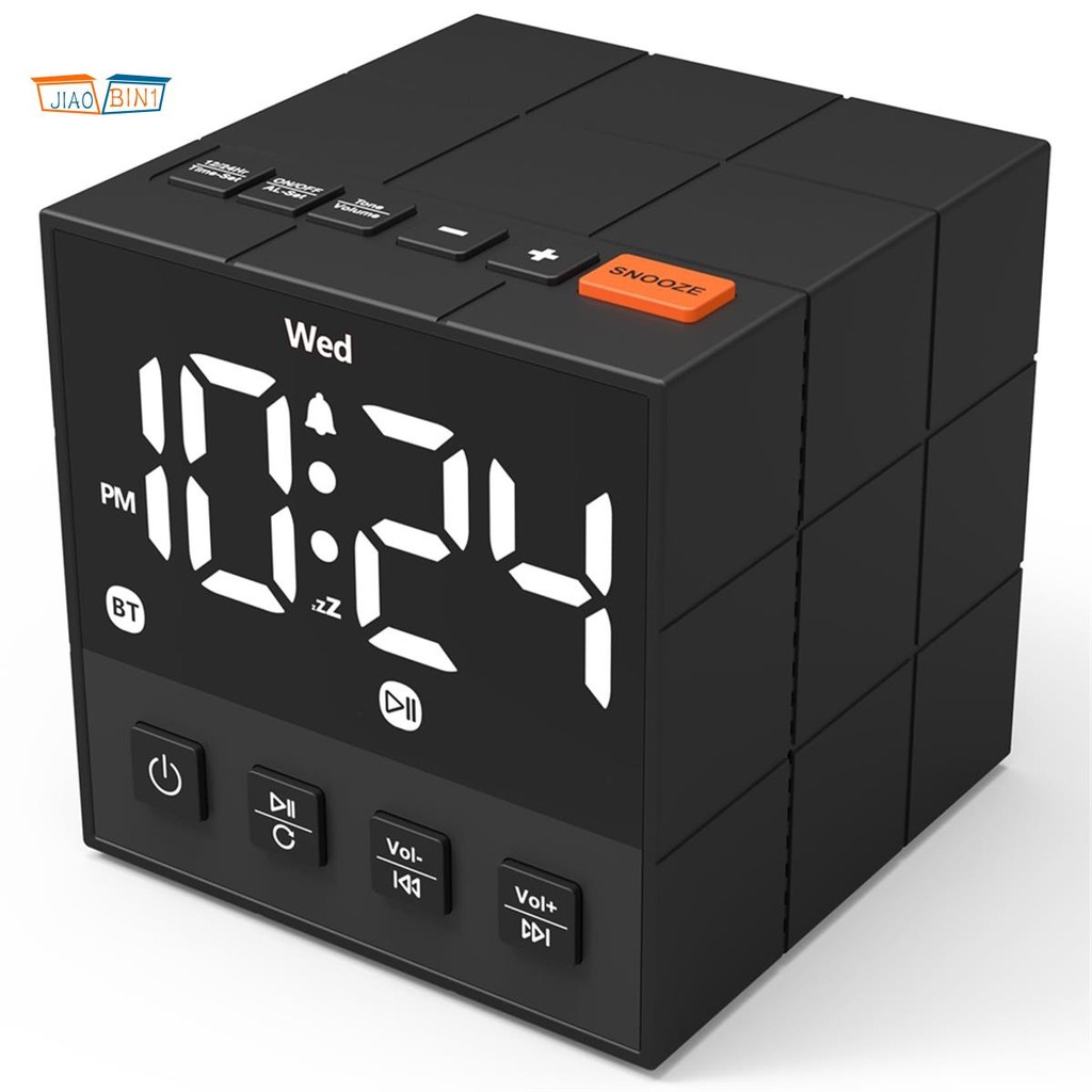 Loud Alarm Clock Bluetooth Speaker, Dimmable LED Display, Small Bedside ...